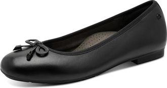 Tamaris Comfort Damen Ballerinas aus Leder mit Schleife, Schwarz (Black), 38 EU