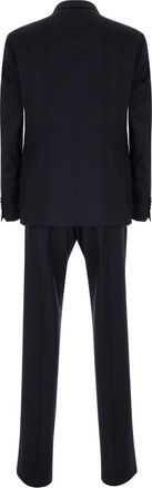 Tagliatore Mens Black Single-Breasted Suit With Logo Pin Virgin Wool Suits