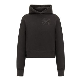 Palm Angels Logo Baumwoll-Hoodie - - Sweatshirts & Hoodies - Damen - Schwarzk - M