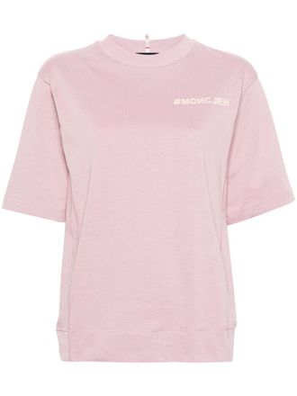 Moncler t-shirt en coton à logo pailleté - Rose
