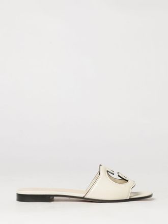 Gucci Mules en cuir lisse avec monogramme GG et bout carr&eacute;