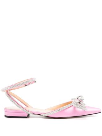 Mach & Mach escarpins Double Bow &agrave; semelle plate - Rose