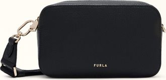 Furla Net Umh&auml;ngetasche Mini Nero Schwarz Genarbtes Kalbsleder + Logo-stoffband Damen