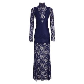 Paco Rabanne Maxikleid mit Spitzeneins&auml;tzen - - Dresses - Damen - Blau - XS