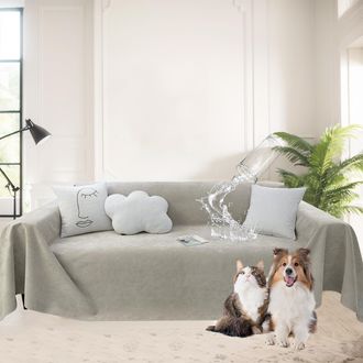 Shanna Chenille-Set Sofabezug und Sofadecke: Modernes Ultra Weiche Couch &Uuml;berzug Mischung Anti-Rutsch Atmungsaktiv Couch Schutz 100% Wasserdicht f&uuml;r die meis