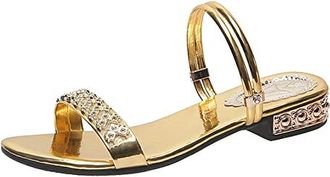 Generic Sandales d&eacute;t&eacute; &eacute;l&eacute;gantes pour femme - Avec talon - Petit talon - Sandales ouvertes &agrave; lani&egrave;res - Antid&eacute;rapantes - Sandales dext&eacute;rieur - Sandales de plag