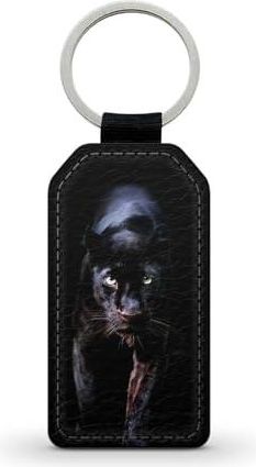 Generic Porte-clé noir en simili cuir Line Art Lion King Afrique Tigre Tiger Sauvage Lionne Incas Art Roi Lion Panthere Ref 44