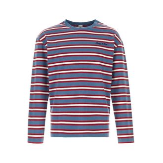 Sporty & Rich Pull &agrave; col rond ray&eacute; - Femme - Tops - Bleu - Taille: 38 FR