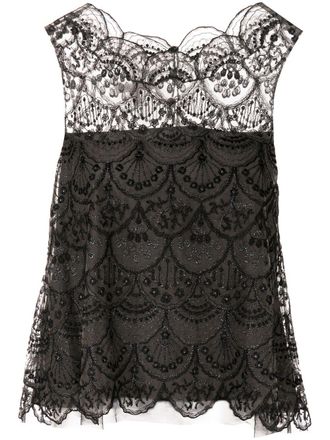 Shiatzy Chen Top mit Spitze - Schwarz