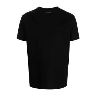 Emporio Armani Homme, Tops, Noir, Taille: S T-shirt en jersey avec logo jacquard
