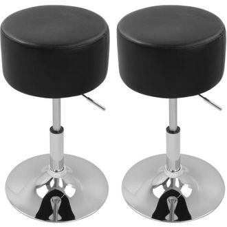 Woltu Woltu - Lot de 2 Tabouret de bar sans dossier, Si&egrave;ge en similicuir, Hauteur r&eacute;glable, Noir