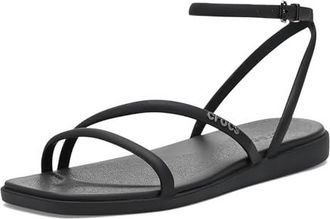 Crocs Sandales plates Miami avec sangle de cheville pour femme, noir, pointure 41, Noir, 41/42 EU