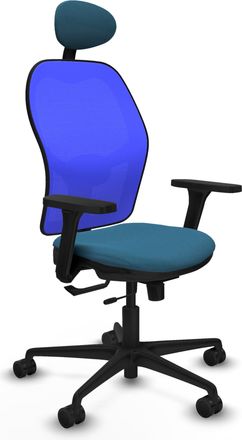 Piqueras y Crespo Ergonomischer Stuhl mit 3D-Armen, h&ouml;henverstellbarer Lendenwirbelst&uuml;tze und festem Kopfteil, ausgestattet mit Syncro/Traslack und injiziertem Schaumst