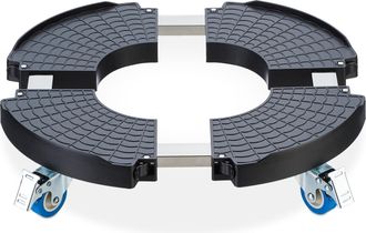 Relaxdays Pflanzenroller, ausziehbarer Blumenroller, Ø 40-57,5 cm, Kunststoff, max. 200 kg, innen & außen, dunkelgrau