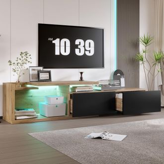 Generic TV Schrank Mit LED Modularer Aufbau Mit Versetzbaren Elementen Und Zwei Schubladen F&uuml;r Flexible Aufbewahrung Und Medienger&auml;te Lowboard Stehend Variabe