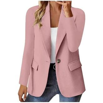 Generic Blazers pour femmes - Vestes de printemps &agrave; manches longues pour le bureau - Blazer &agrave; bouton unique - Manteau habill&eacute; daffaires d&eacute;contract&eacute; pour le tr