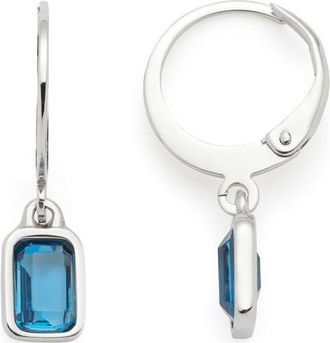 Leonardo 024483 Ciao Sophia Paire de boucles doreilles créoles à charnière en acier inoxydable argenté et cristal de verre bleu Bijoux cadeau pour femme, Eine 