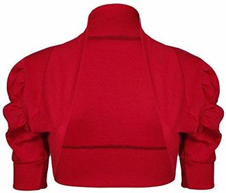 Purple Hanger Femme Extensible Ruch&eacute; Bol&eacute;ro Manches Courtes Femmes Haut Bol&eacute;ro Court Cardigan - Rouge, EU 36-38