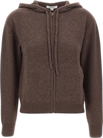 Sporty & Rich SweaT-shirt zipp&eacute; Isac S Logo en cachemire - Femme - Sweatshirts et sweats &agrave; capuche - Brun - Taille: 40 FR