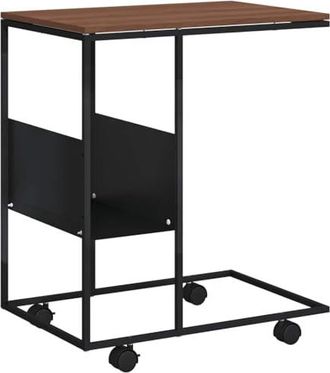 vidaXL Table dAppoint avec Roues Table Basse Meuble de Rangement Meuble de Salle de S&eacute;jour Int&eacute;rieur Noir 55x36x63,5 cm Bois dIng&eacute;nierie