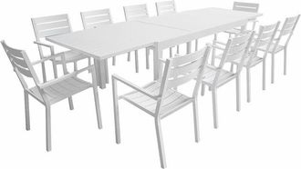 Happy Garden Salon de jardin VENEZIA extensible 180/300 en aluminium 10 places - blanc