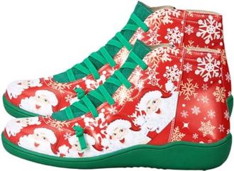 Holibanna Chaussures Femmes No&euml;l Bottines Courtes Vertes Confortables Antid&eacute;rapantes pour Hiver Automne F&ecirc;te