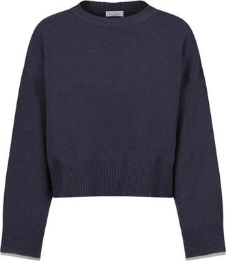 Brunello Cucinelli Femme, Pulls, Bleu, Taille: 40 FR Cashmere Sweater