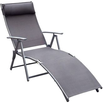 OUTSUNNY Sonnenliege klappbar Strandliege mit Kopfkissen Liegestuhl mit 7-Fach verstellbare R&uuml;ckenlehne Gartenliege Relaxliege Gartenstuhl bis 165 kg