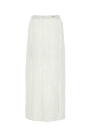 Ferragamo Womens White Cotton Skirt Bianco Exterior: Gonne