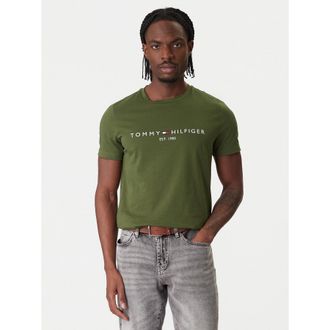 Tommy Hilfiger T-Shirt Logo MW0MW11797 Gr&uuml;n Slim Fit