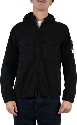 Stone Island Homme, Vestes, Noir, Taille: 2XL Veste &agrave; capuche et col montant