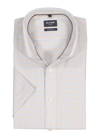 Olymp Herren Kurzarmhemd blau Baumwolle