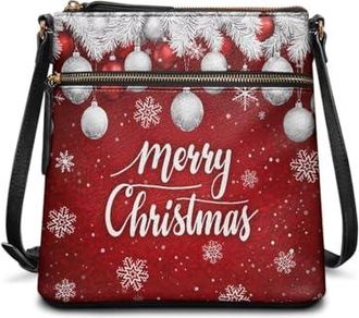 Coloranimal Petit sac &agrave; bandouli&egrave;re pour femme - Sac &agrave; main r&eacute;glable sur le th&egrave;me de No&euml;l - Sacoche zipp&eacute;e, Merry Christmas