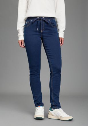 Kangaroos Jogg Pants KANGAROOS, Damen, Gr. 32, N-Gr, schwarz (schwarz rinsed), Denim/Jeans, Obermaterial: 59% Baumwolle, 40% Polyester, 1% Elasthan, figurbetont
