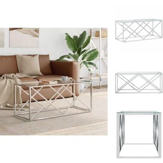 vidaXL Couchtisch 110x45x45 cm Edelstahl und Glas - Esszimmertisch - Couchtisch - Wohnzimmertisch - Sideboard - Edelstahltisch
