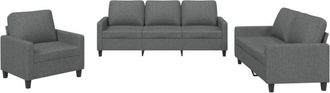 vidaXL 3-tlg. Sofagarnitur mit Kissen Dunkelgrau Stoff - Vidaxl