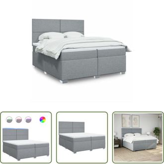 vidaXL vidaXL LED-Beleuchtung - Boxspringbett mit Matratze Hellgrau 200x200 cm Stoff