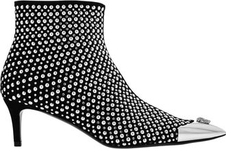 Philipp Plein Femme, Chaussures, Noir, Taille: 36 EU Bottines &agrave; Talon Bas avec Clous et Cr&acirc;ne en Strass