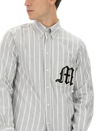 Msgm Logo Cotton Shirt - Gray