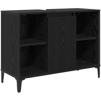 vidaXL Waschbeckenunterschrank Schwarz Eichen-Optik 80 x 33 x 60 cm vidaXL