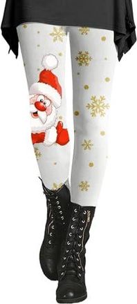 Generico Legging dhiver femme &eacute;l&eacute;gant taille haute, legging de No&euml;l femme l&eacute;ger pantalon jogging sexy collants femme grande taille ajust&eacute;s leggings avec motifs