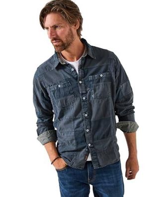 Joe Browns Classic Collar Long Sleeve Patch Shirt Chemise, Noir d&eacute;lav&eacute;, XXL Homme