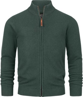 Indicode Herren INLut Strickjacke mit Stehkragen und Reißverschluss | Cardigan Feinstrickjacke für Männer Army, XXL