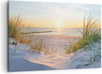 Arttor Wandbilder Dekoration Wohnzimmer Düne Strand Meer Bilder auf Leinwand 120x80cm Leinwandbild Schlafzimmer Küche Deko Wand Kunstdruck Art Groß XXL Wandd
