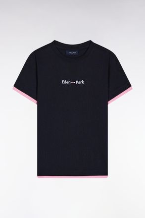 Eden Park T-shirt En Coton Marine &Agrave; Manches Courtes Broderie Eden Park