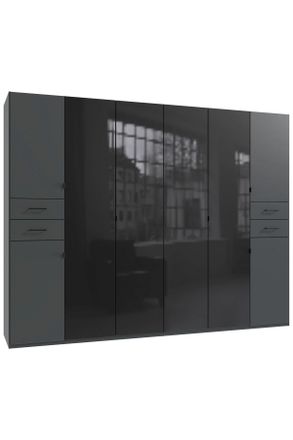 Boxxx Kleiderschrank, Graphit, Schwarz, Holzwerkstoff, 6 F&auml;cher, 4 Schubladen, 270x208x58 cm, Made in Germany, Beim&ouml;bel erh&auml;ltlich, umfangreiches Zubeh&ouml;r in