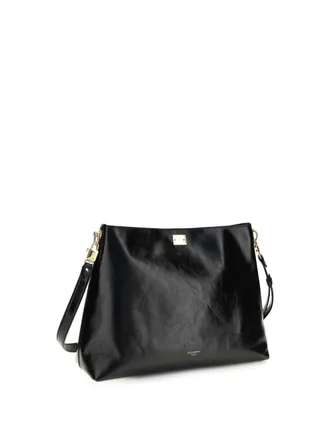 Dolce & Gabbana Womens Large Vittoria Leather Shoulder Bag Nero Calf Bos Taurus