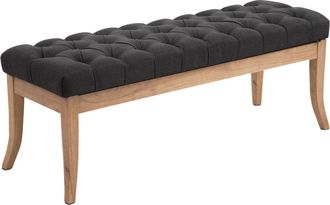 Clp Sitzbank Ramses mit hochwertiger Polsterung und Stoffbezug I Bank mit antik-Hellen Holzbeinen I Holzbank mit Einer Sitzhöhe von: 46 cm, Farbe:dunkelgr