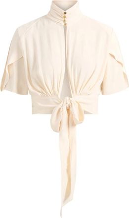 Elisabetta Franchi Femme, Blouses et Chemises, Beige, Taille: 38 FR Camicia Burro