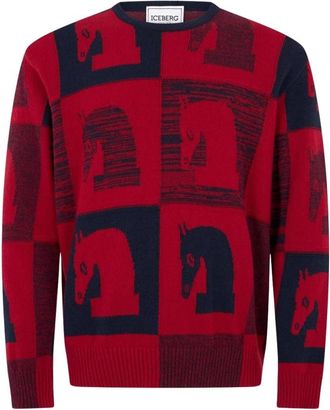 Iceberg Rundhals-Pullover - - Knitwear - Herren - Rot - L